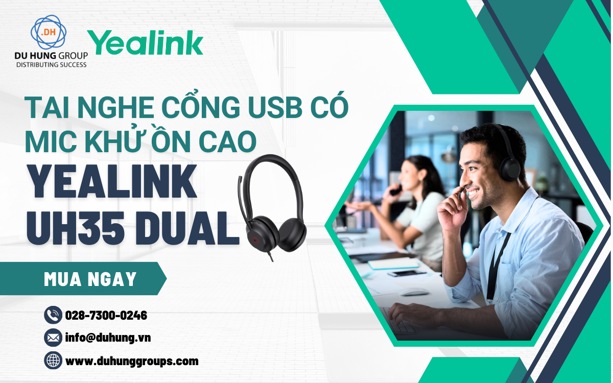 Tai nghe cổng USB có mic khử ồn cao Yealink UH35 Dual